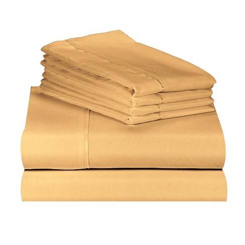 Gold Full 6 Pc Rayon From Bamboo Solid Performance Sheet Set - Luxclub ...