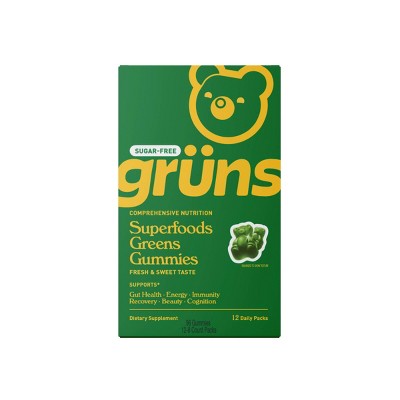 Gruns Adult Sugar-free Superfoods Greens Gummies - 96ct/12 Servings ...
