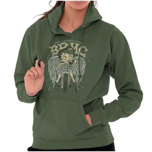 Betty Boop Cartoon Biker Angel Wings Hoodie Sweatshirt Women Licensed ...