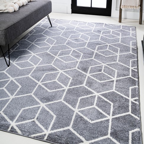 8'x10' Tumbling Blocks Modern Geometric Area Rug, Gray/white - Jonathan ...