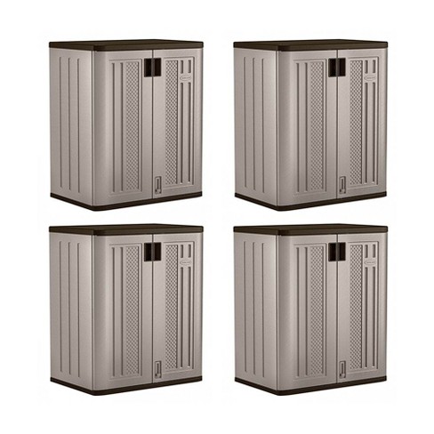 Suncast 9 Cu Ft Heavy Duty Resin Garage Base Storage Cabinet, Platinum ...