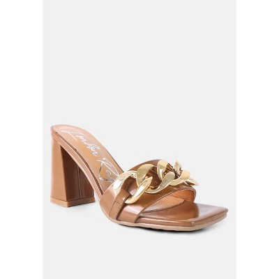 London Rag Womens Playdoll Block Heel With Metal Chain Detail Us-9 / Uk ...