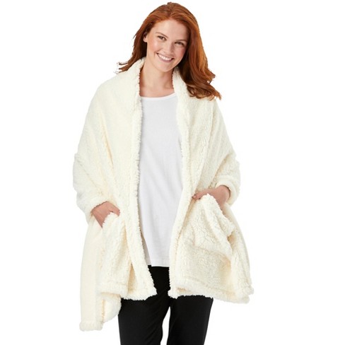 Dreams & Co. Women's Plus Size Drape-over High Pile Fleece Wrap : Target