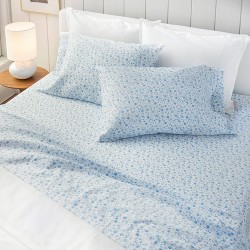 Queen 300 Thread Count Printed Pattern Cotton Sheet Set Blue - Laura ...