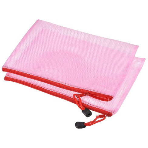 Unique Bargains Office Home Supply Pink Mesh Zipper File Document Bill ...