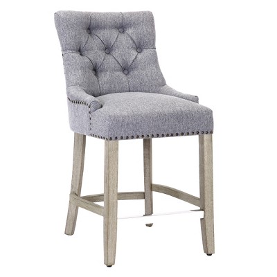 Westintrends 24" Linen Fabric Tufted Counter Stool, Light Gray : Target