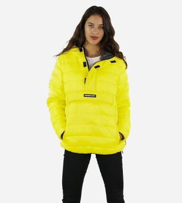 Members Only Women's Popover Puffer Oversized Jacket - Yellow - X-large ...