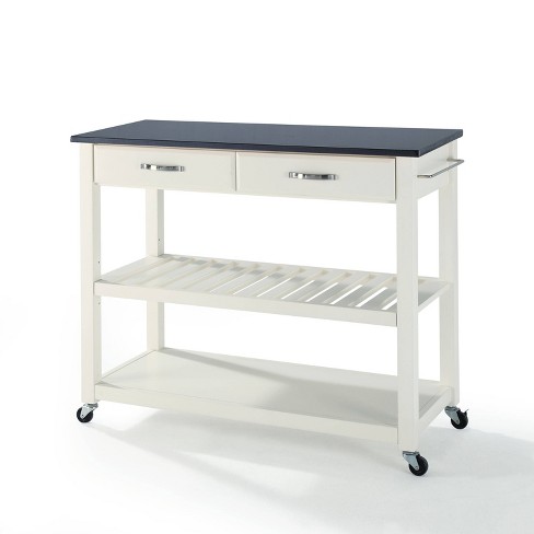 Granite Top Kitchen Prep Cart White/black - Crosley : Target