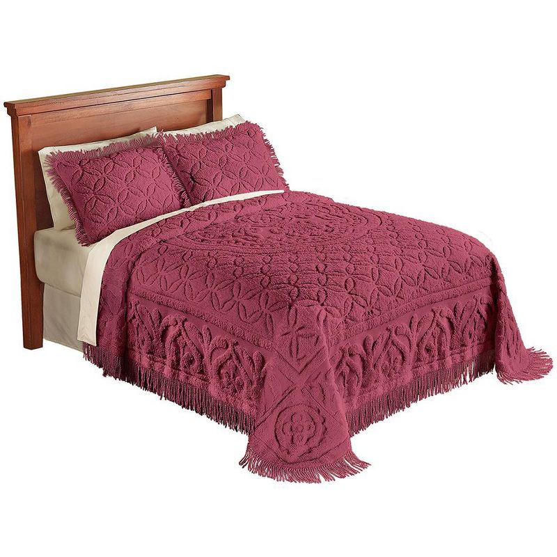 Collections Etc Victoria Plush Chenille Fringe Bedspread Queen Burgundy ... Collections Etc Victoria Plush Chenille Fringe Bedspread Queen Burgundy ...