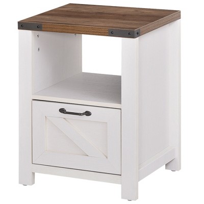 Homcom Farmhouse Side Table With 1 Drawer, 1 Open Shelf And Tabletop ...