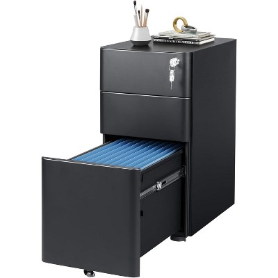 Mount-it! Mobile File Pedestal Cabinet With 3 Drawers & Lock | Slim ...