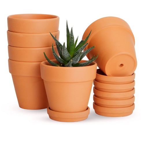 Juvale 6-pack Small Terra Cotta Pots With Sauce And Drainage Hole, 4 ...