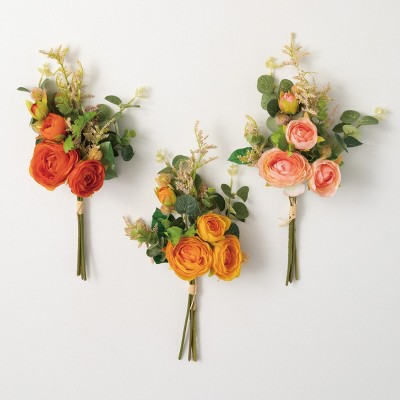 Sullivan's Mixed Ranunculus Bouquet Set of 3, Multicolor Faux Floral ...