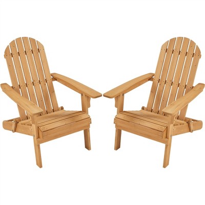 Yaheetech 2-piece Folding Adirondack Chair Solid Wood Outside Chair ...