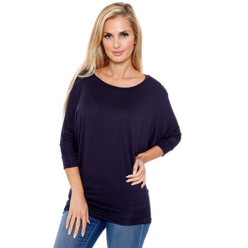 Women's Banded Dolman Top Navy X Large - White Mark : Target