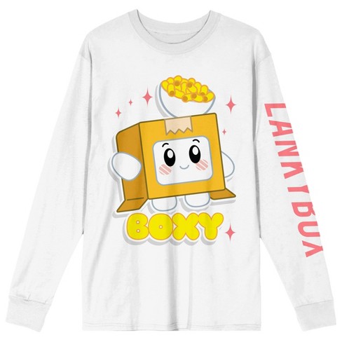 Lankybox Boxy Adult White Crew Neck Long Sleeve Tee-large : Target