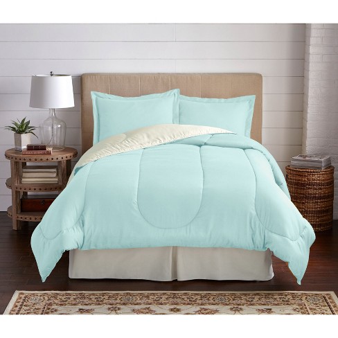 Brylanehome Bh Studio Reversible Comforter - Queen, Light Aqua Ivory ...