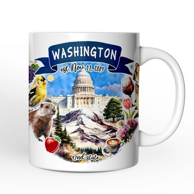 Artistic Washington State Themes and Landmarks Personalized Mug With ...