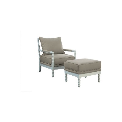 HomeStock 26.8 in H Beige Finish Round Wood Frame Straight Armchair Set ...