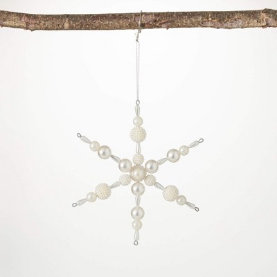 6.75"h Sullivans Pearl Snowflake Ornament White Christmas Ornaments ...