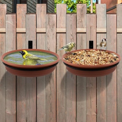2-Piece Foldable Bird Feeder Tray for Fence Mounting - Multi-Use as ...