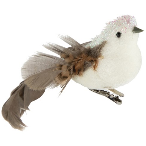Northlight Bird With Clip And Feathers Christmas Ornament - 6" - White ...