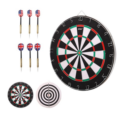 Gse 18"x1" 2-in-1 Flocking Dartboard Game Set With Six 17g Steel Tip ...