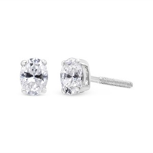 Haus of Brilliance 14K White Gold Lab Grown Oval Diamond Solitaire Stud ...