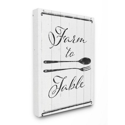 Stupell Industries Farm To Table Kitchen Silverware Wood Texture Word ...