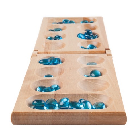 Toy Time Wooden Kids' Folding Mancala Game With 48 Crystal Pieces ...