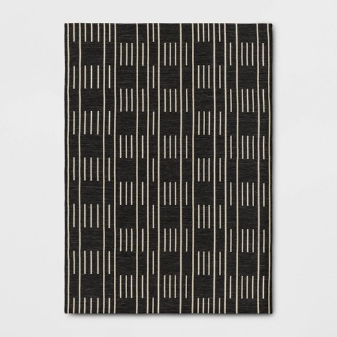 5'x7' Striped Checks Outdoor Rug Charcoal Gray - Threshold™ : Target