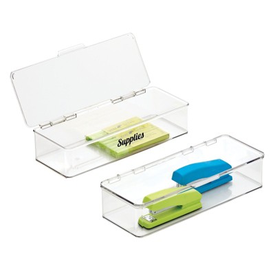 mDesign Plastic Stackable Home, Office Storage Box, 2 Pack + 32 Labels ...