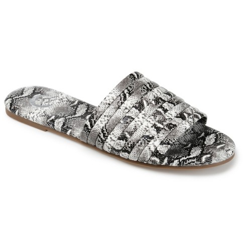 Brinley Co. Womens Tru Comfort Foam Multi Strap Slide Black/white 8 ...
