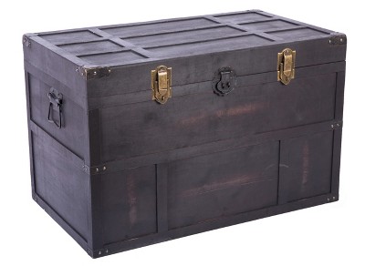 Vintiquewise Rustic Large Wooden Storage Trunk With Lockable Latch : Target