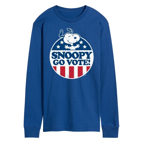 Men's Peanuts Snoopy Go Vote Long Sleeve Graphic T-shirt - Royal Blue ...