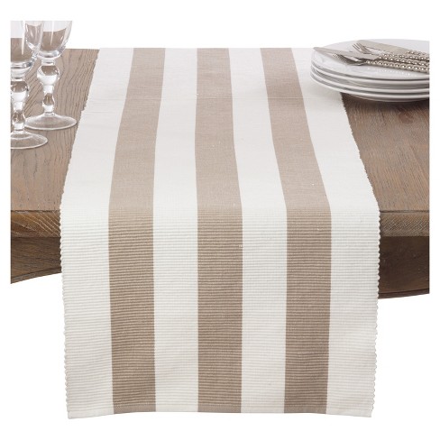 Taupe Classic Stripe Design Table Runner (16"x72") - Saro Lifestyle ...