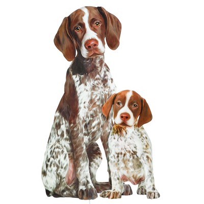 Collections Etc Realistic German Pointer And Puppy Outdoor Garden Stake ...