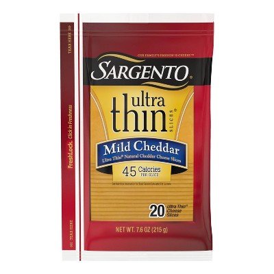 Sargento Ultra Thin Natural Cheddar Cheese Slices - 7.6oz/20 Slices ...