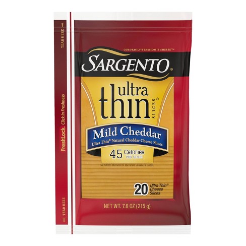 Sargento Ultra Thin Natural Cheddar Cheese Slices - 7.6oz/20 Slices ...