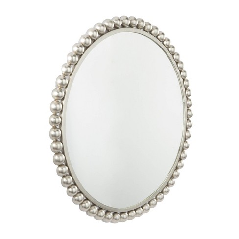 Metal Wall Mirror With Bead Detailing Silver - Cosmoliving By ...