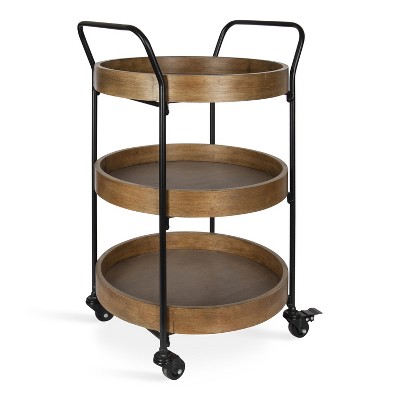 Kate And Laurel Lloyd Round Metal Bar Cart, 18x18x31.5, Rustic Brown ...