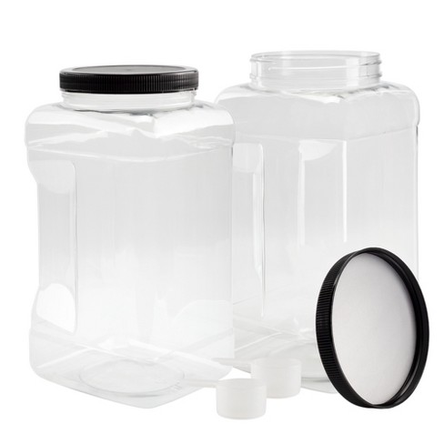Cornucopia Brands Square Gallon Size Clear Plastic Canisters 2pk; 4qt ...