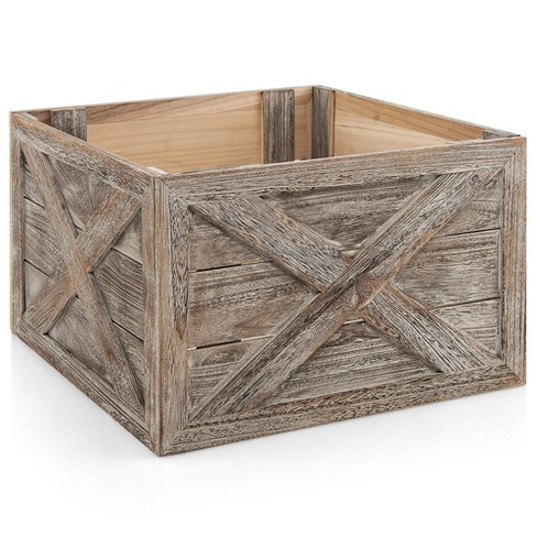 Costway Wooden Tree Collar Box Farmhouse Christmas Tree Skirt Cover 30. ...