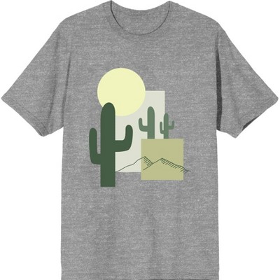 Natural World Cacti & Shapes Heather Gray Men's Crew Neck Short Sleeve ...