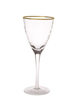 Classic Touch Set Of 6 Water Glasses With Simple Gold Design - 16 Oz ...