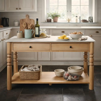 Christopher Knight Home Naiad Farmhouse Rubberwood Kitchen Island with ...