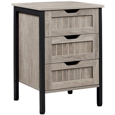 Yaheetech 3 Drawer Side Table With Sturdy Metal Frame, Gray : Target