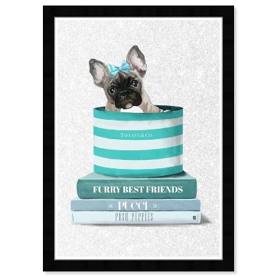 15" X 21" Fashion Frenchie Dog Framed Wall Art Print Blue - Wynwood ...