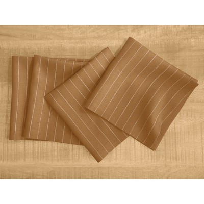 Solino Home Striped Linen Dinner Napkins Camel And White Set Of 4, 20 X ...