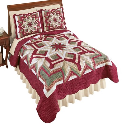 Collections Etc Fall Star Pattern Scalloped Edge Quilt : Target